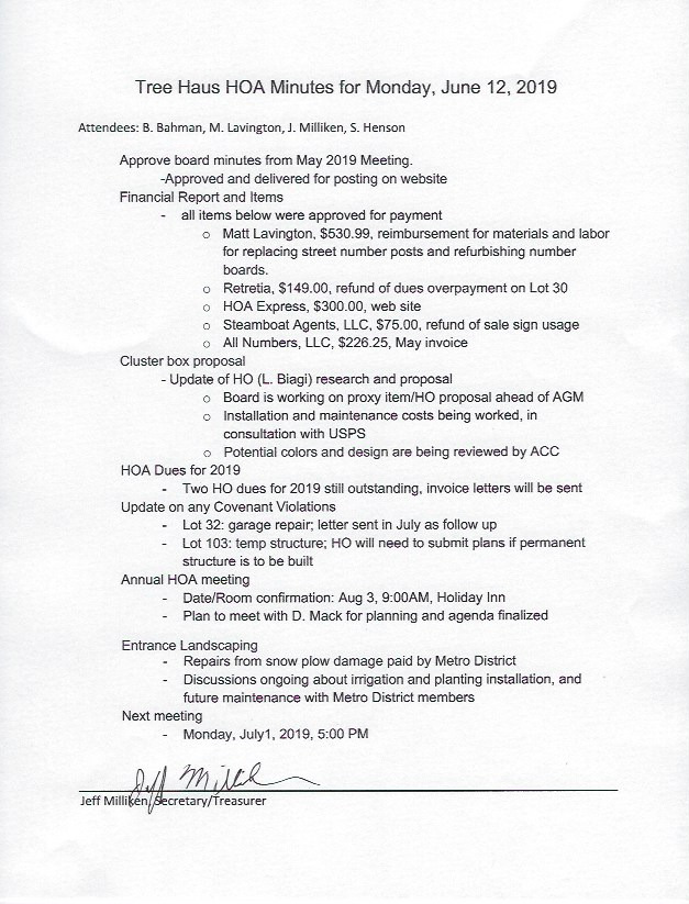 Condo Association Minutes Template